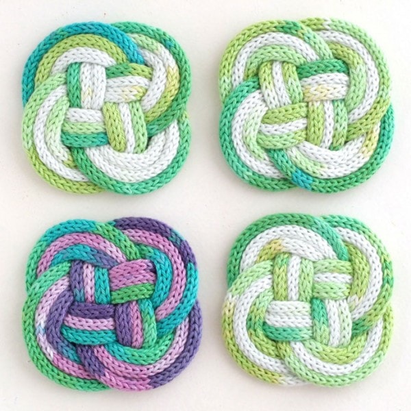 French Knitted Knotted Coasters | My Poppet Makes