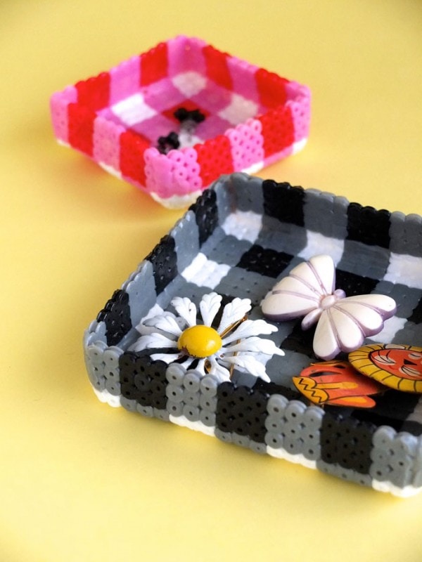DIY: Gingham Jewellery Tray from Fuse Beads | My Poppet Makes