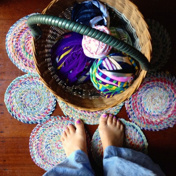 Coil + Crochet Scrap Fabric Rug DIY | My Poppet Makes