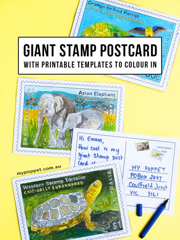 Giant Stamp Postcard with Printables | My Poppet Makes