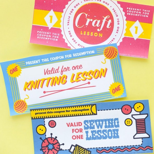 Printable: Craft Lesson Gift Certificates | My Poppet Makes