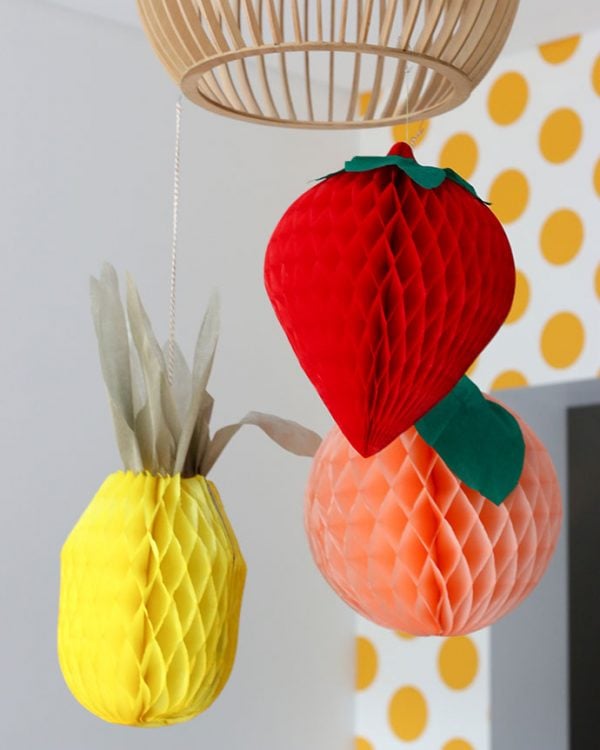 DIY Honeycomb Paper Fruit Party Decorations | My Poppet Makes