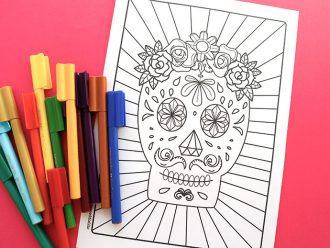 Free Halloween Printable: Day of the Dead Sugar Skull Colouring Page ...