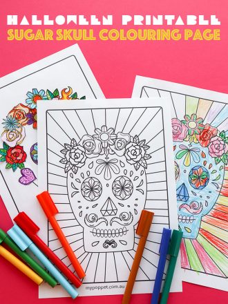 Free Halloween Printable: Day of the Dead Sugar Skull Colouring Page ...
