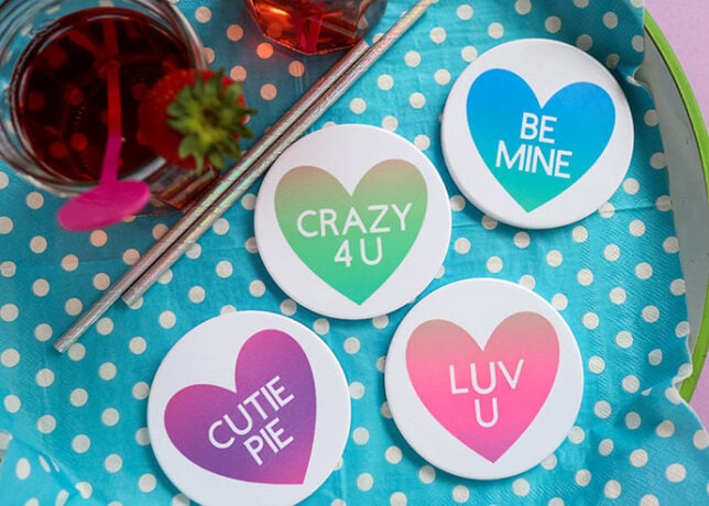 Conversation Heart Infusible Ink Coasters | My Poppet Makes