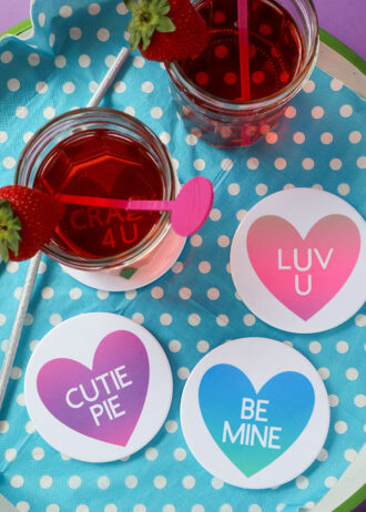 Conversation Heart Infusible Ink Coasters | My Poppet Makes