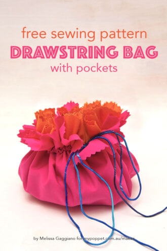 Round Drawstring Bag Sewing Pattern - with Pockets! | My Poppet Makes