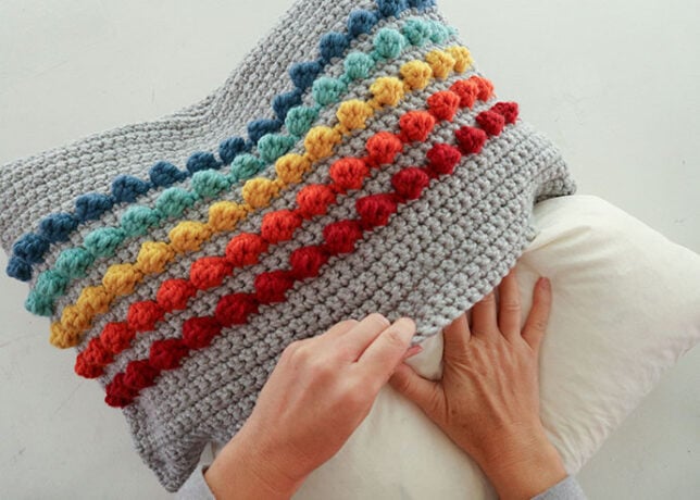 Rainbow Bobble Crochet Pillow Pattern | My Poppet Makes