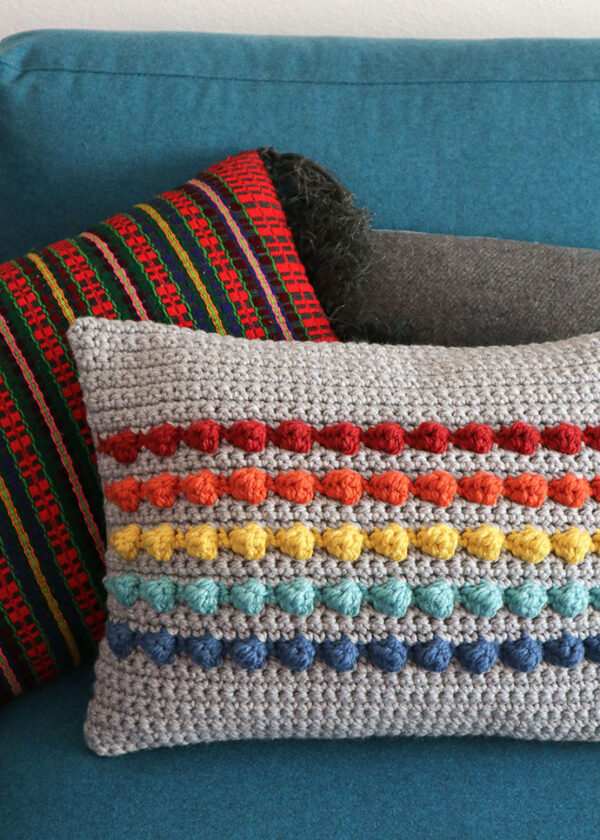 Rainbow Bobble Crochet Pillow Pattern | My Poppet Makes