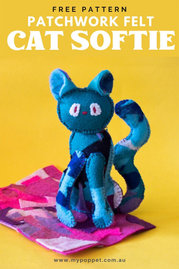 Patchwork Felt Cat Sewing Pattern | My Poppet Makes